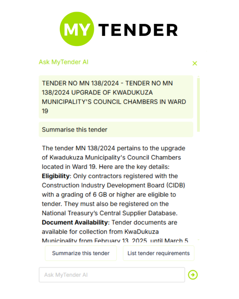 MyTender - Access the latest tenders in South Africa